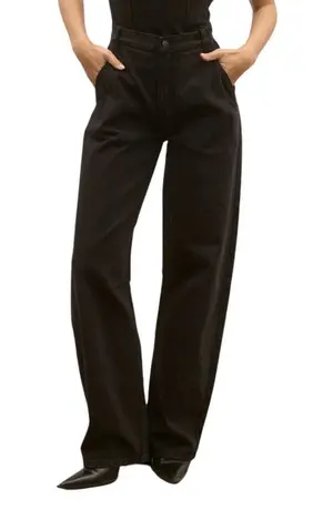BAYSE Aston Boyfriend Wide Leg Jeans - Backstage Black
