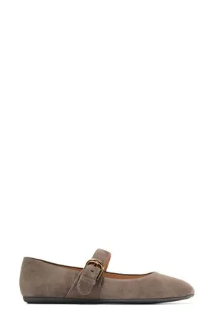 Cole Haan Alissa Mary Jane Leather Flat - Deep Olive Suede