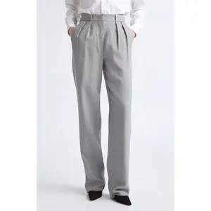 Emporio Armani Pleated Virgin Wool Blend Trousers - Charcoal