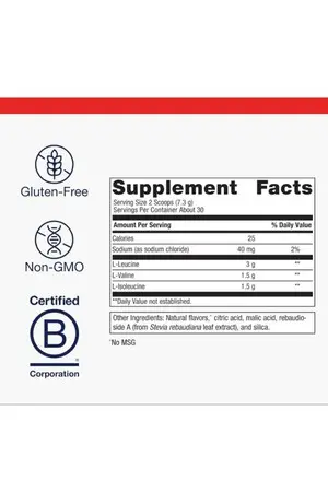 METAGENICS Bcaas Orange Mango Powder Muscle Recovery Supplement 30 Servings