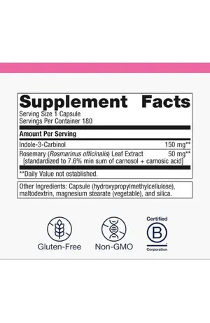 METAGENICS Indole-3-carbinol Estrogen Balance Support Supplement 180 Capsules