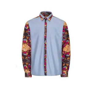 OHEMA OHENE African Print Shirt Contrast Panel- Cubic