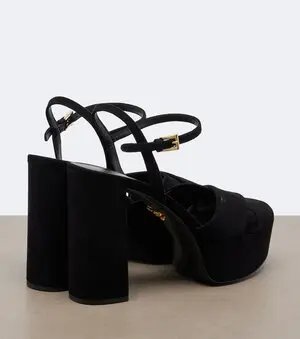 Prada Suede Platform Sandals - Black