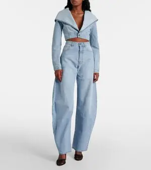 Alaïa Cropped Denim Jacket With Hood