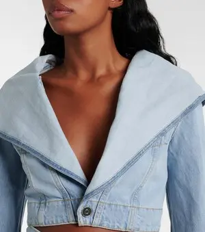 Alaïa Cropped Denim Jacket With Hood