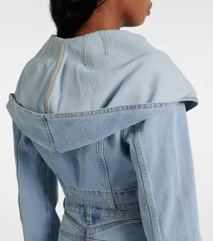 Alaïa Cropped Denim Jacket With Hood