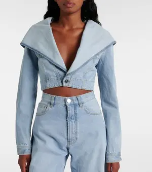 Alaïa Cropped Denim Jacket With Hood