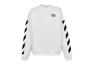 Off-White Off Logo Diagonal Stripes Sweatshirt - White