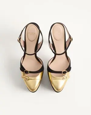 Valentino Garavani Crasher Suede Platform Pumps - Black/gold
