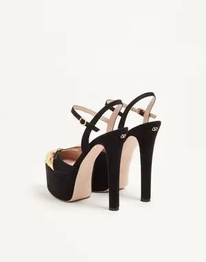 Valentino Garavani Crasher Suede Platform Pumps - Black/gold