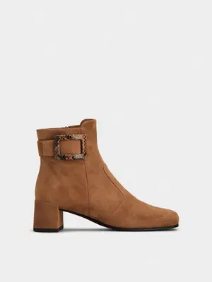 ROGER VIVIER Polly Booties In Suede - Brown