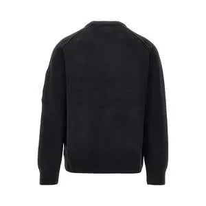 C.P. COMPANY Cotton Chenille Crewneck Sweater - Black