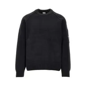 C.P. COMPANY Cotton Chenille Crewneck Sweater - Black
