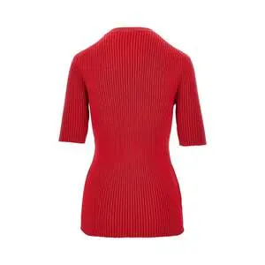 Prada Ribbed Wool Short-sleeved Crewneck Sweater - Red