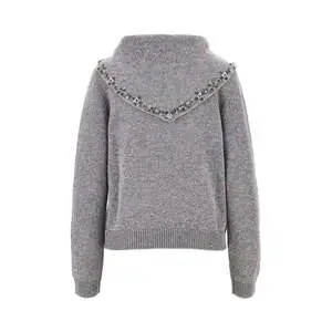 Prada Pullover In Cashmere With Embellished Scarf