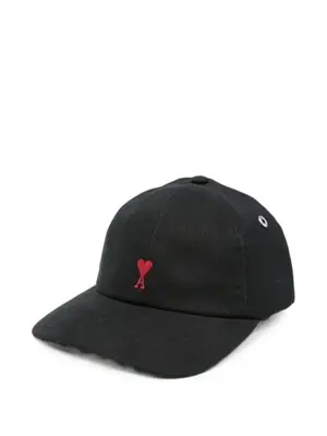 AMI Paris Embroidered Heart Baseball Cap - Black