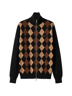 Miu Miu Argyle Zip-up Cardigan