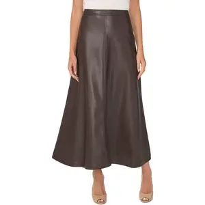 Vince Camuto Faux Leather A-line Skirt - Chocolate