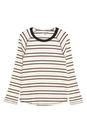 Wit & Wisdom Striped Ribbed Long Sleeve Top - Ecru/black