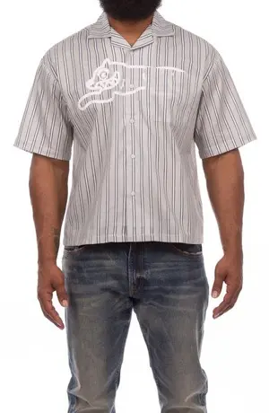 ICECREAM Giant Stripe Cotton Camp Shirt - Microchip