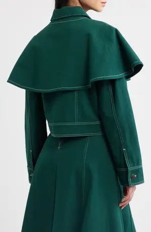 CLEOBELLA Clarke Ruffle Cape Cotton Twill Jacket