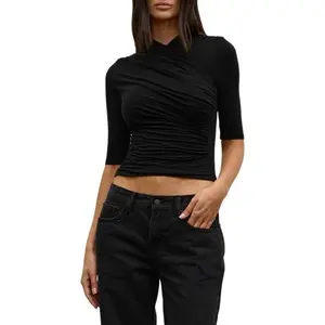 BAYSE Amrita Ruched Mock Neck Top