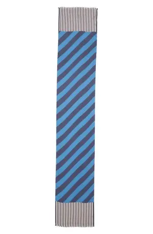 Echo Striped Silk Oblong Scarf - Navy