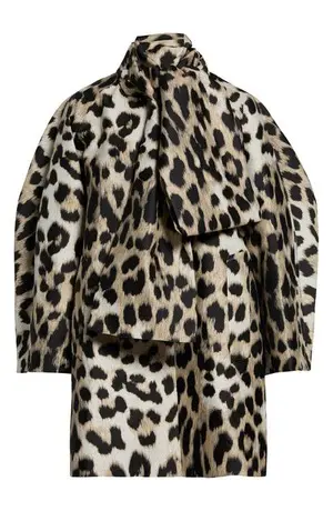Givenchy Bow Scarf Short Coat - Beige