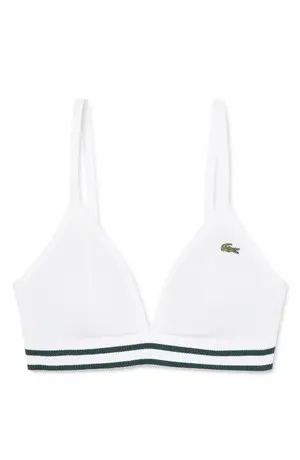 Lacoste Cotton Blend Rib Triangle Bralette - Blanc