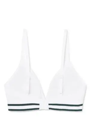 Lacoste Cotton Blend Rib Triangle Bralette - Blanc