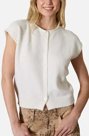 J.O.A. Cap Sleeve Cardigan - Ivory
