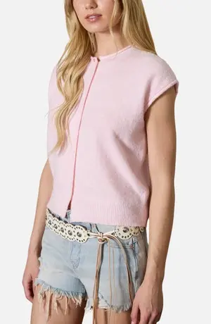 J.O.A. Cap Sleeve Cardigan - Pink