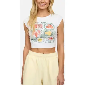 J.O.A. Sicilia Graphic Crop T-shirt - Ivory