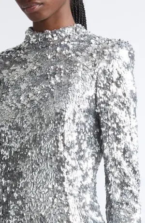 Balmain Long Sleeve Sequin Minidress