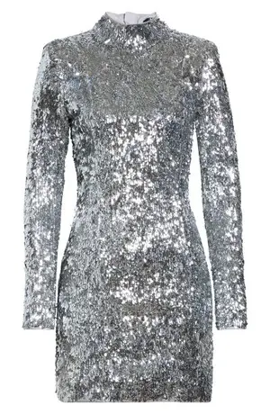 Balmain Long Sleeve Sequin Minidress