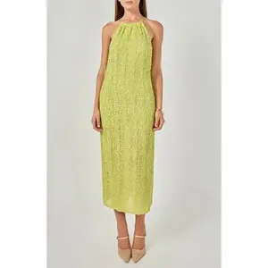 Endless Rose Sequin Halter Maxi Dress - Avocado