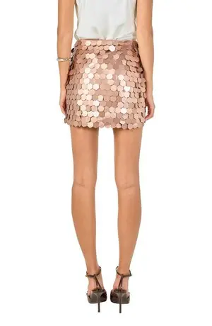 Endless Rose Hexagonal Sequin Mini Skirt - Camel