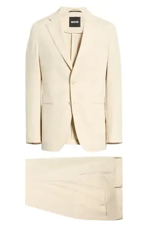 BOSS Huge Linen And Cotton Suit - Open Beige