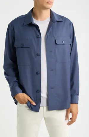 BOSS Carper Virgin Wool Shirt Jacket - Open Blue