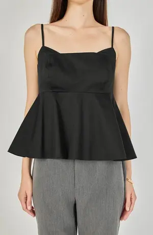 Endless Rose Peplum Camisole - Black