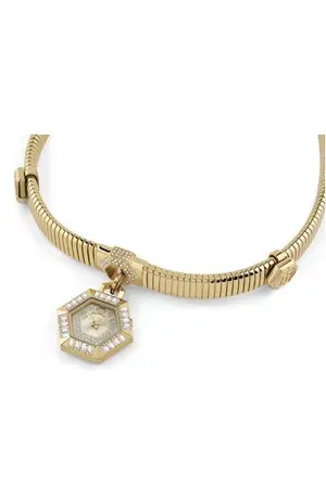 Philipp Plein Hexagonal Pendant Watch Necklace