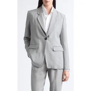 Emporio Armani Structured Single-button Blazer With Peak Lapels - Ecru/black