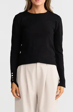 BRAVE+TRUE St. James Sweater With Hardware Accents - Black