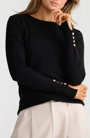 BRAVE+TRUE St. James Sweater With Hardware Accents - Black