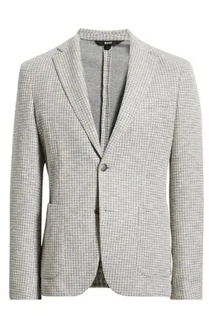 BOSS Hanry Slim Fit Cotton And Linen Sport Coat - Open Grey
