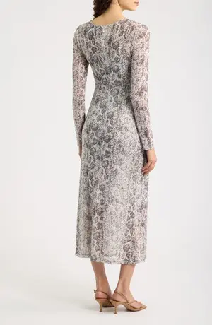 Sam Edelman Snakeskin Print Long Sleeve Maxi Dress