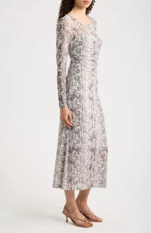 Sam Edelman Snakeskin Print Long Sleeve Maxi Dress