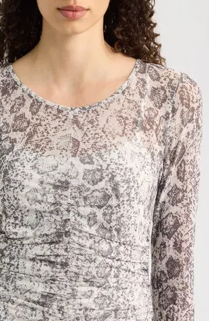 Sam Edelman Snakeskin Print Long Sleeve Maxi Dress