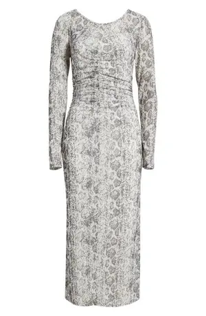 Sam Edelman Snakeskin Print Long Sleeve Maxi Dress