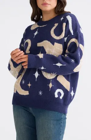 TALISMAN THE LABEL Lucky Boots Crewneck Sweater